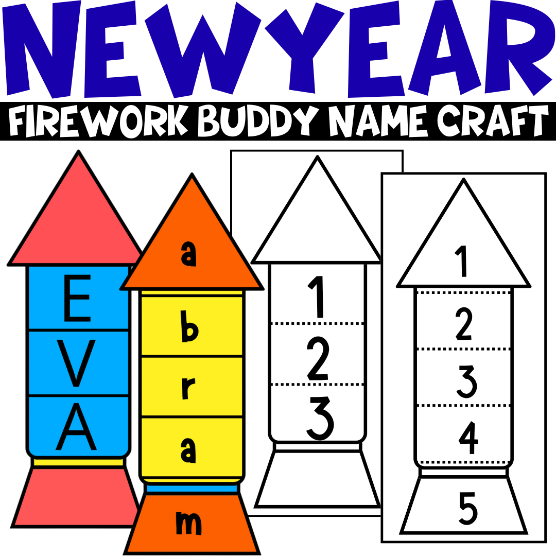 New Years 2026 Firework Name Craft Editable Name Puzzle & Scissor ...