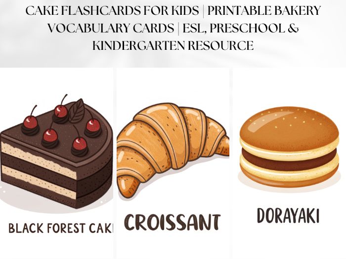 Cake Flashcards for Kids | Printable Bakery Vocabulary Cards | ESL ...