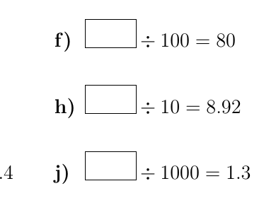 Multiplying and dividing by 10, 100 and 1000: missing numbers ...