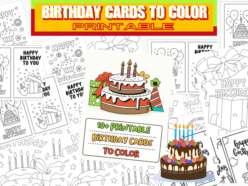 Birthday Cards to Color Printable | Fun & Personalized DIY Cards for ...