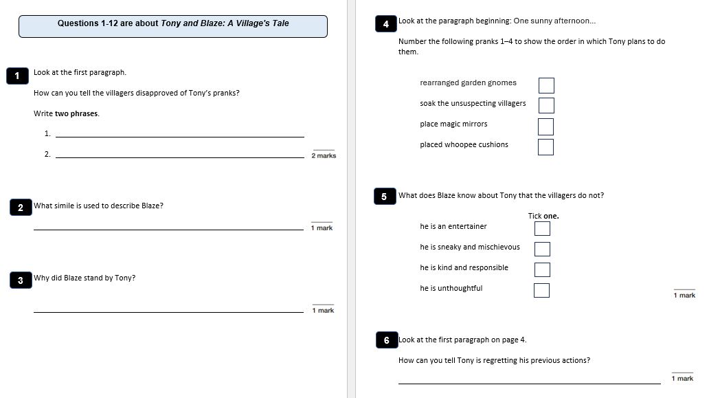 SATs Reading Paper Practice | Teaching Resources