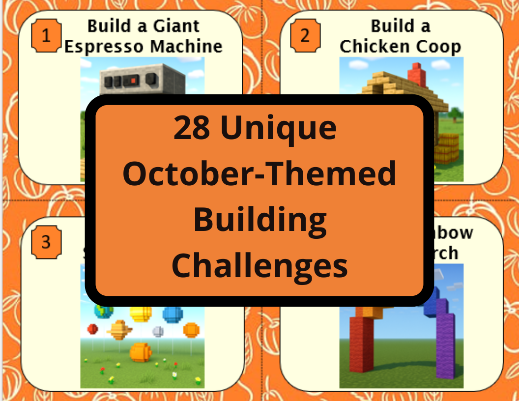 Minecraft October Building Challenges – STEM Activities Task Cards ...