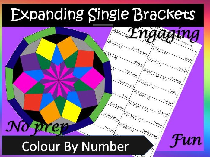 Expanding Single Brackets Colour By Number Worksheet Teaching Resources Expanding Single Brackets Colour By Number Worksheet Teaching Resources