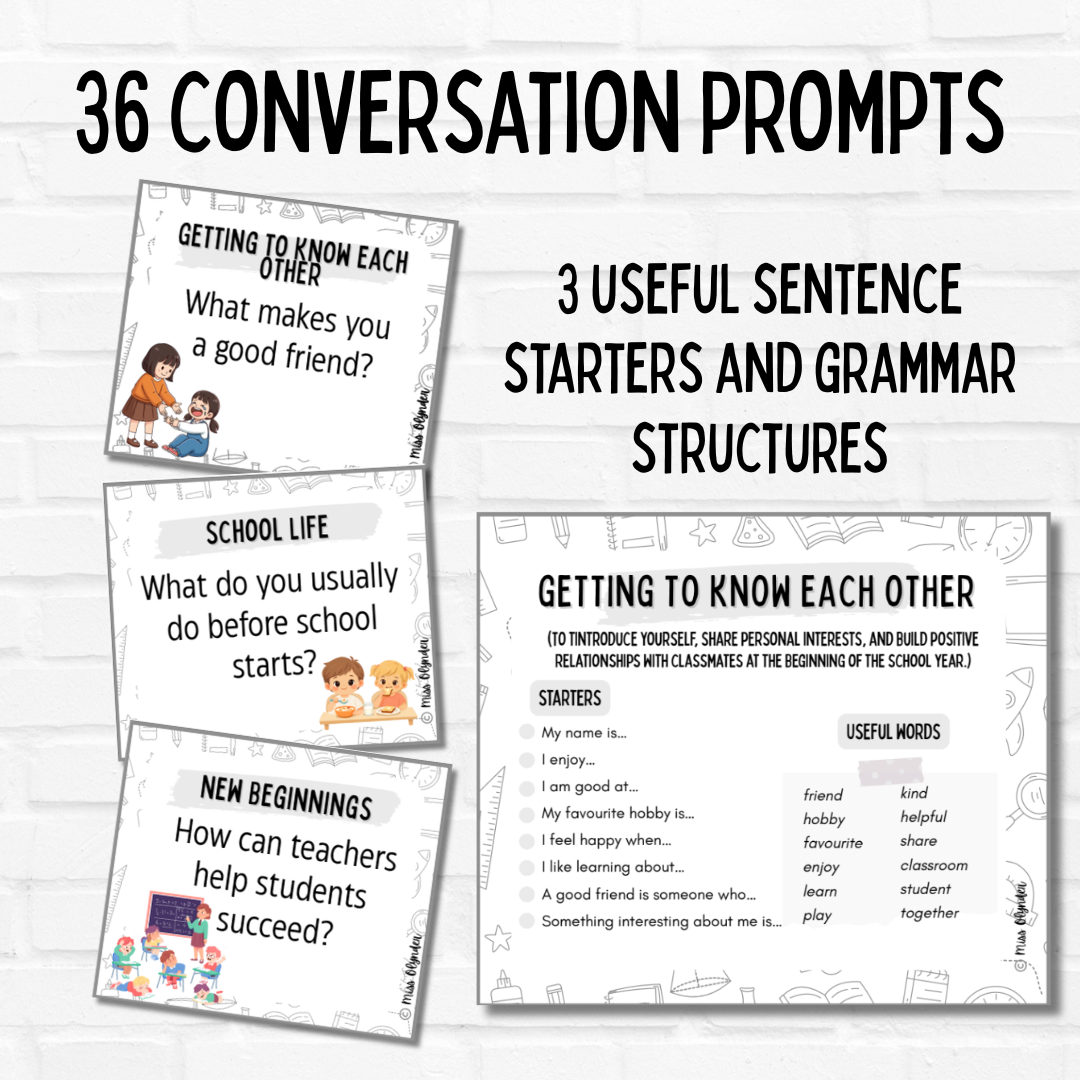 Back to School Speaking Activities – ESL Conversation Cards with ...