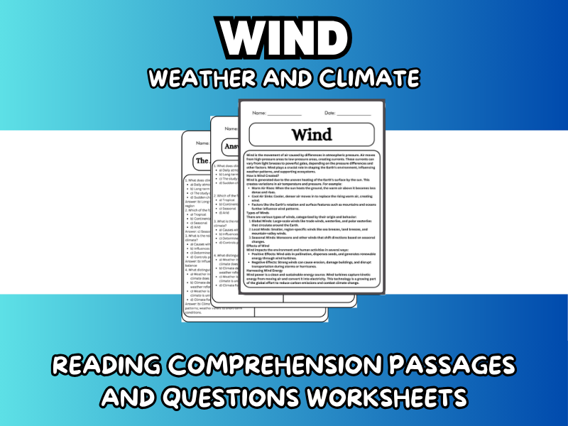 Wind - Weather and Climate Reading Comprehension Passages & Questions ...