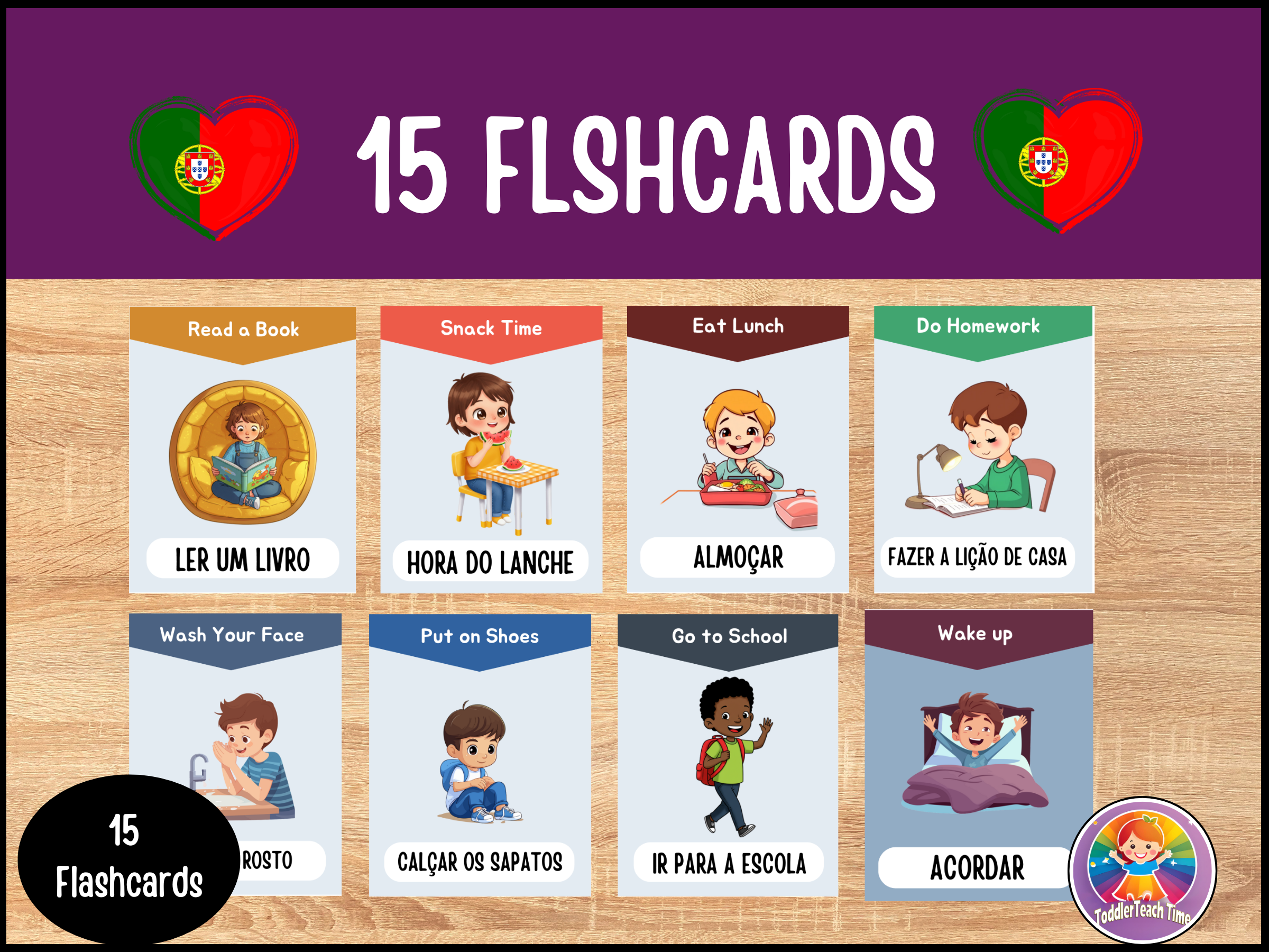 Portuguese Daily Routine Flashcards Vocabulary Activities for ESL ...