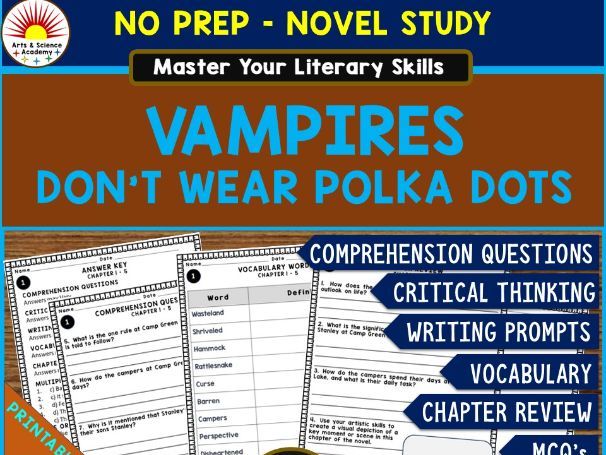 VAMPIRES DON’T WEAR POLKA DOTS Novel Study Comprehension, Critical ...