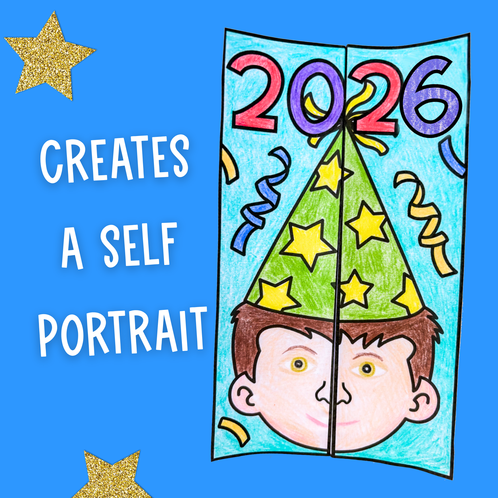New Year self portrait foldout writing activity KS1 reflection and ...