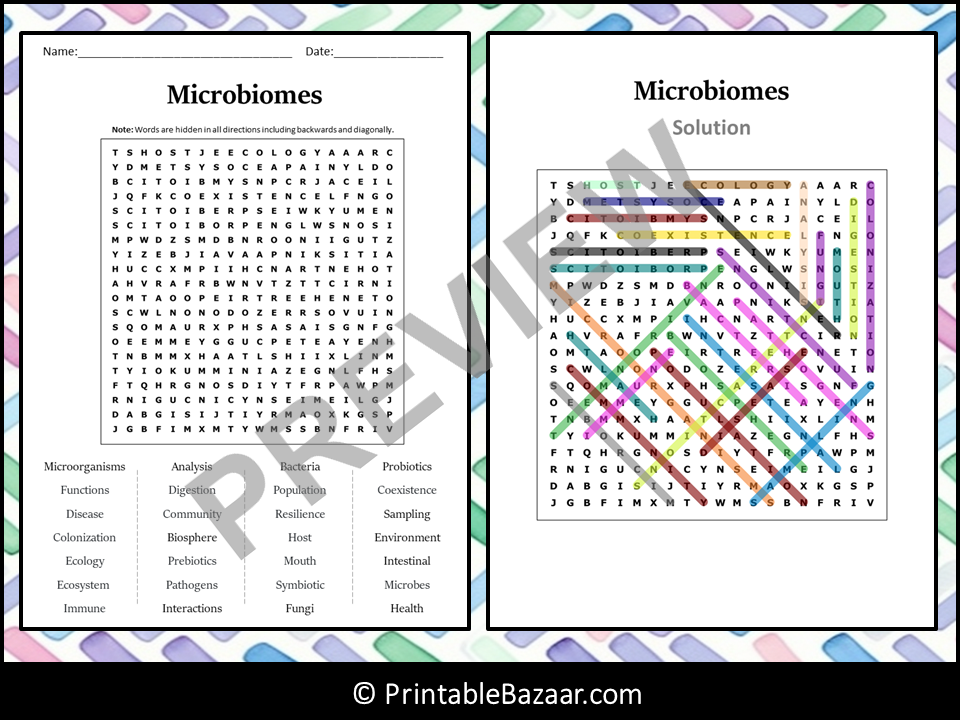 Microbiomes Word Search Puzzle Worksheet Activity | Teaching Resources