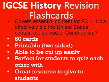 USA Containment of Communism - 60 REVISION FLASHCARDS: IGCSE History ...