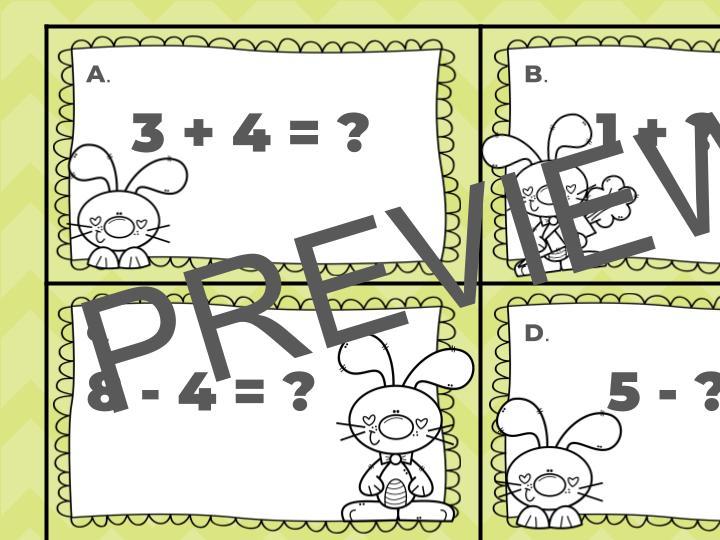 Easter Addition and Subtraction 1-10 Scavenger Hunt | Teaching Resources