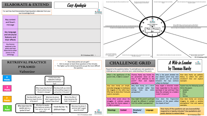 Eduqas Poetry Anthology Retrieval Revision Booklet | Teaching Resources