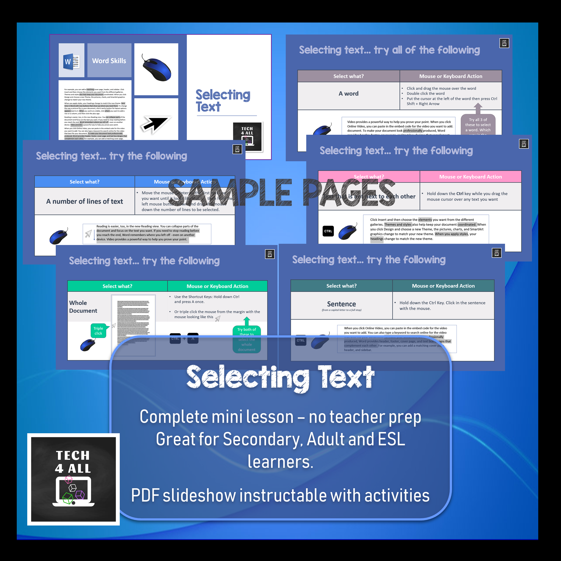 Selecting Text In Microsoft Word Teaching Resources