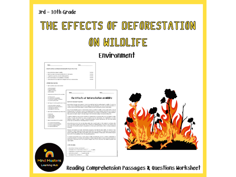 The Effects of Deforestation on Wildlife Reading Comprehension Passages ...