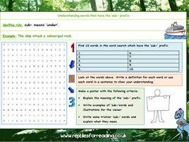 Understanding words that have the ‘sub-’ prefix - activity wordsearch ...