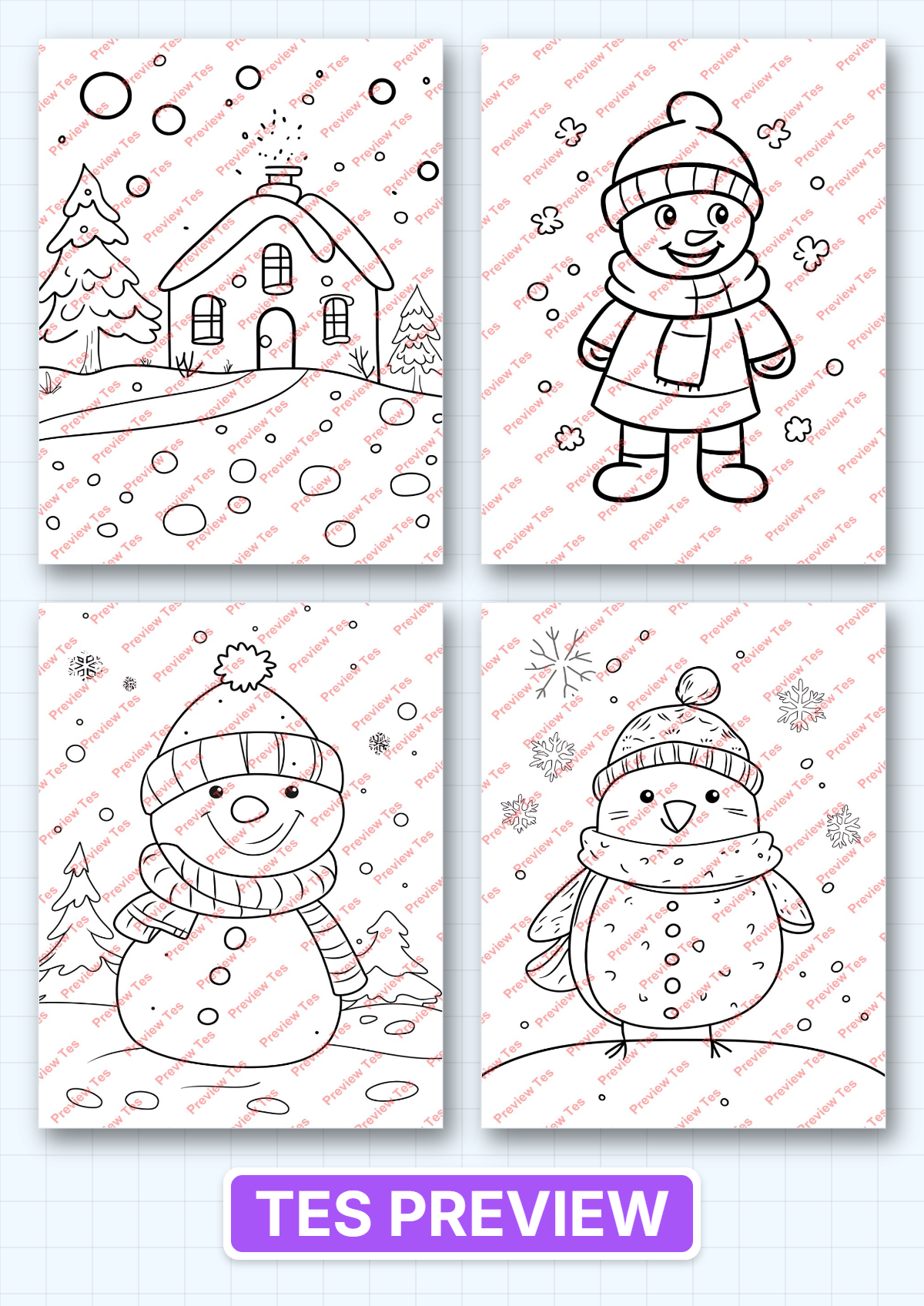 January Coloring Pages | Winter Snowman Snowy Scenes Art Activity ...