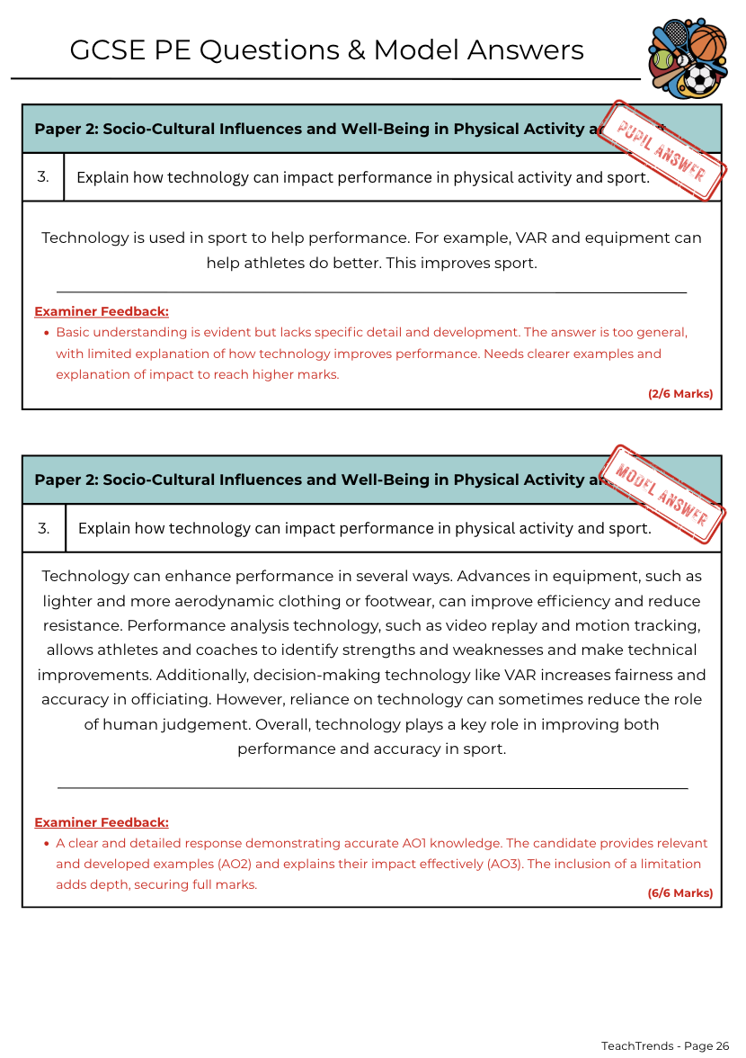 AQA GCSE Physical Education Practise Exam Questions & Answers ...