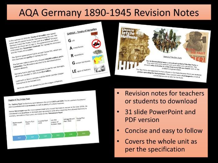 History GCSE Revision Notes Germany 1890-1945 | Teaching Resources History GCSE Revision Notes Germany 1890-1945 | Teaching Resources