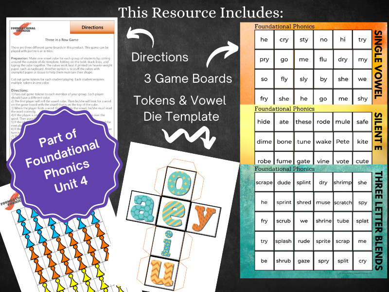 Long Vowels & Silent e Three-in-a-Row Game | Teaching Resources