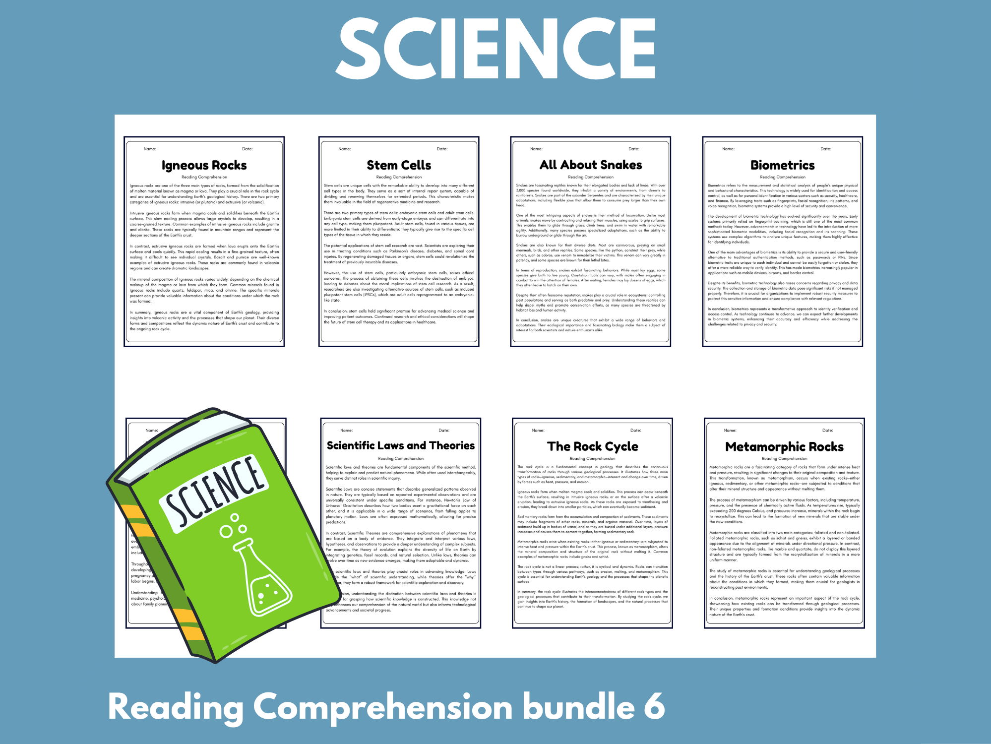 Science : Reading Comprehension Passages & Questions Worksheets Bundle ...