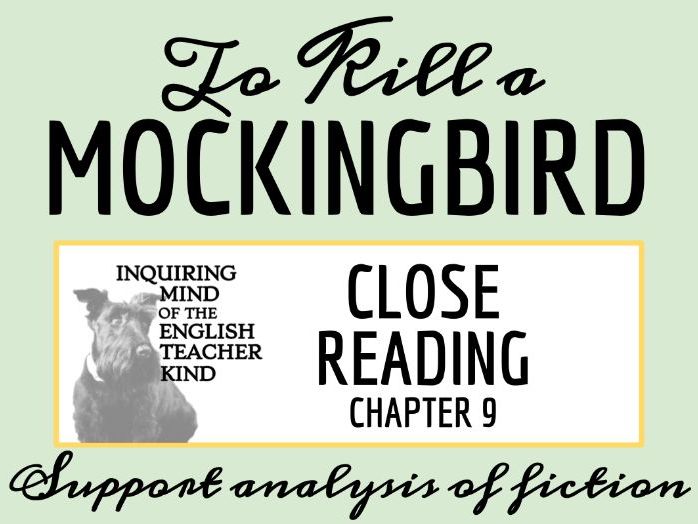 To Kill a Mockingbird Chapter 9 Close Reading Worksheet | Teaching ...