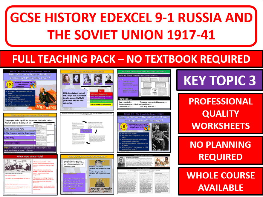 Russia and the Soviet Union Edexcel GCSE 9–1 – Key Topic 3 Full Unit (7 ...