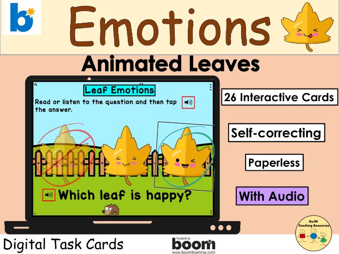 Leaf Emotions Feelings Autumn Fall BOOM Cards™ Task Cards | Teaching ...