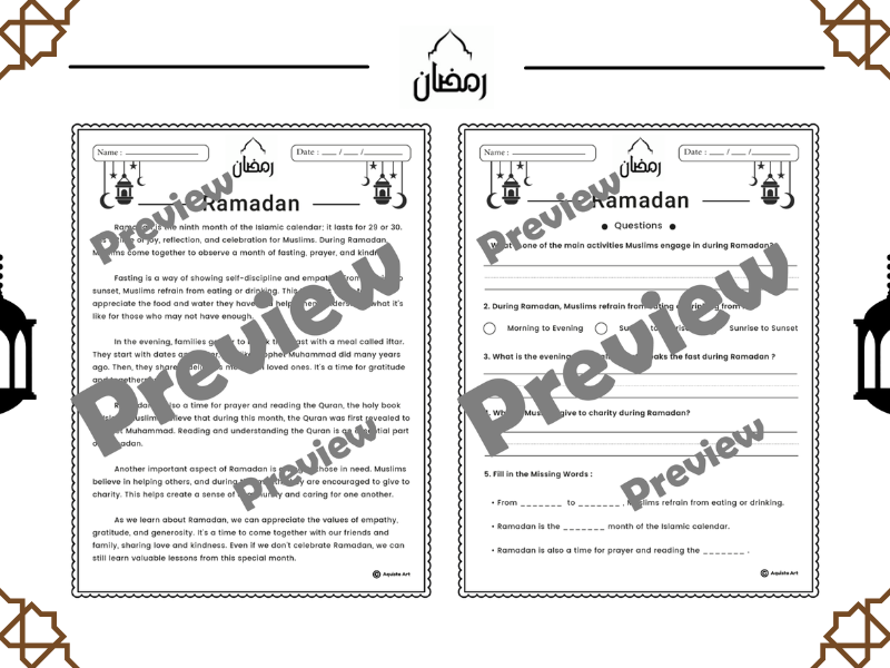 Ramadan Reading Comprehension Passage : A Cultural Journey for K-2 ...
