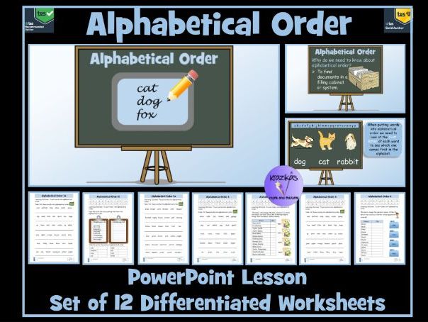 Alphabetical Order : PowerPoint Lesson and Worksheets | Teaching Resources