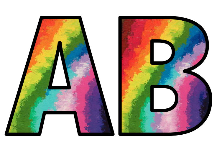 Beautiful Rainbow Painted Acrylic Art Lettering Set Display Title ...