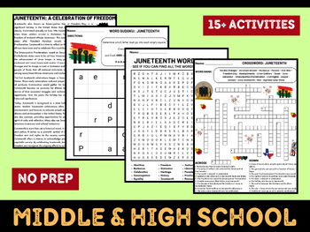 Juneteenth: Reading Passage and Activities Puzzles for Middle & High ...
