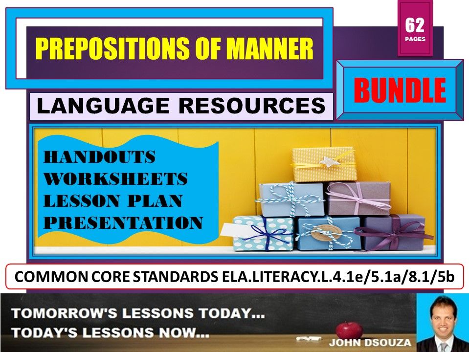 PREPOSITIONS OF MANNER BUNDLE | Teaching Resources