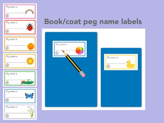 Book / coat peg name themed labels (x5 sets) | Teaching Resources