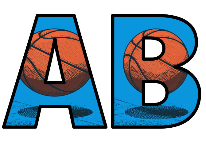 Basketball Clipart Cartoon PE Lettering Set Display Title Letters ...