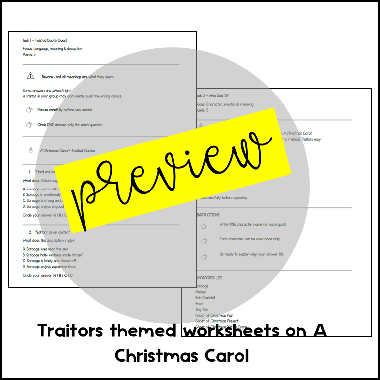 A Christmas Carol Traitors Game | Engaging Group Activity & Revision ...