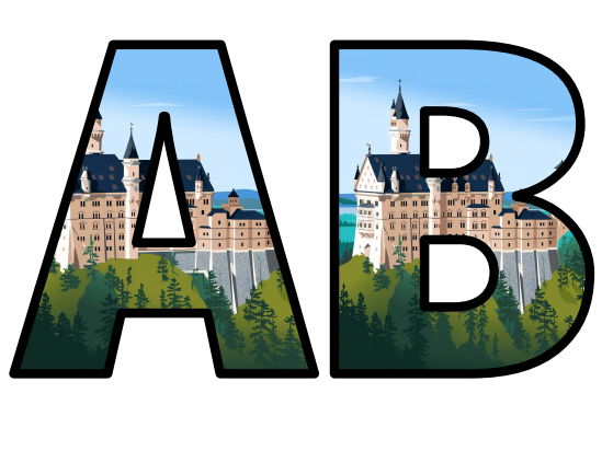 Neuschwanstein Castle Day Lettering Set Display Title Letters Numbers ...