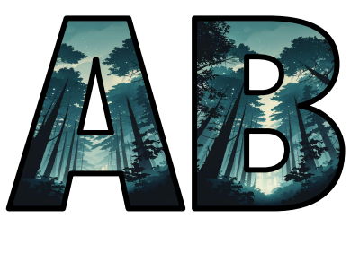 Gloomy Night Forest Lettering Set Display Title Letters Numbers Signs ...