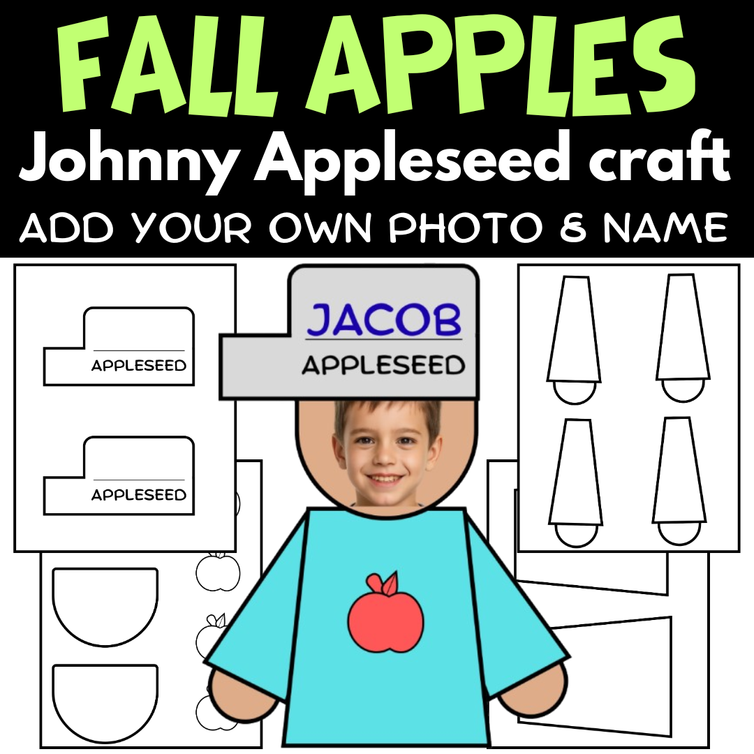 Johnny Appleseed Craft | Fall Apple Name Activity | Yourself Face Photo ...