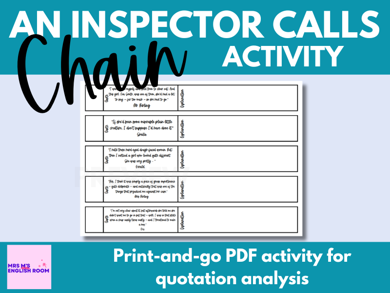 An Inspector Calls Chain of Events Quote Analysis Activity | Teaching ...
