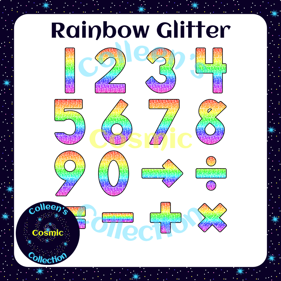 Glitter Numbers Clipart | Teaching Resources