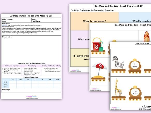EYFS Learning Activity - Recall One More (0-20) | Teaching Resources