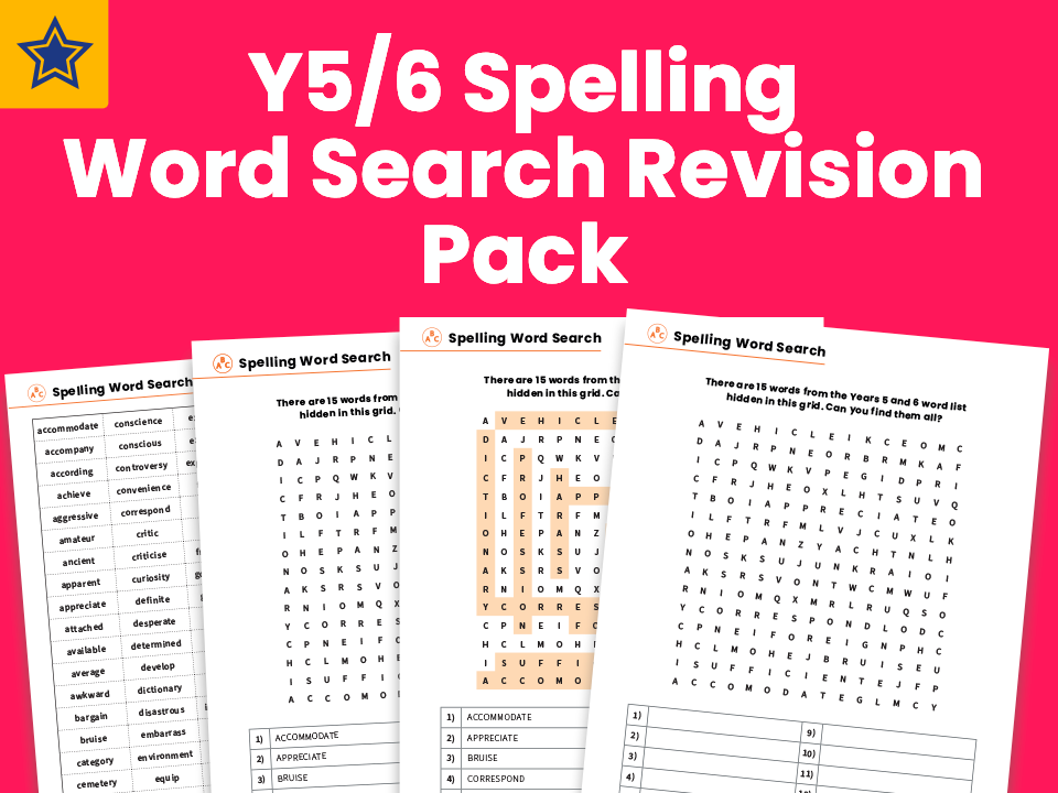 Years 5 And 6 Spelling Word Search Revision Pack Teaching Resources Years 5 And 6 Spelling Word Search Revision Pack Teaching Resources