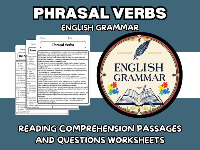 Phrasal Verbs - English Grammar Reading Comprehension Passages ...