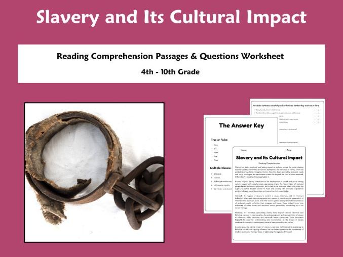 Slavery and Its Cultural Impact: Reading Comprehension Passages ...