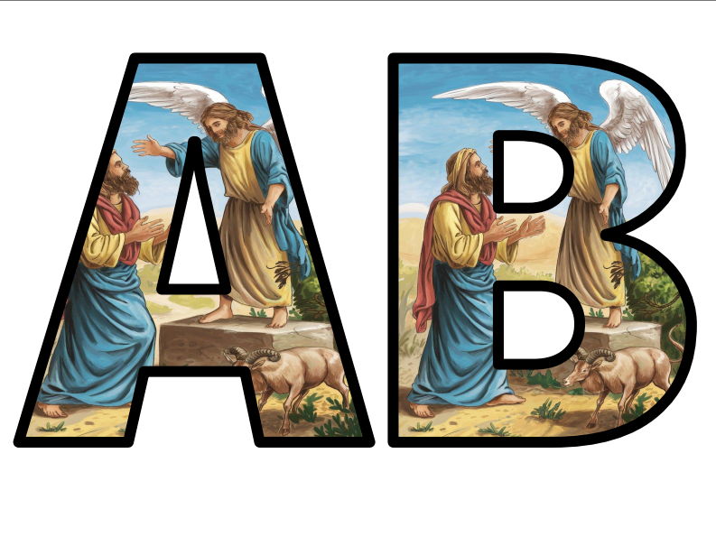 Bible Story Abraham Isaac Stone Alter Lettering Set Display Title ...