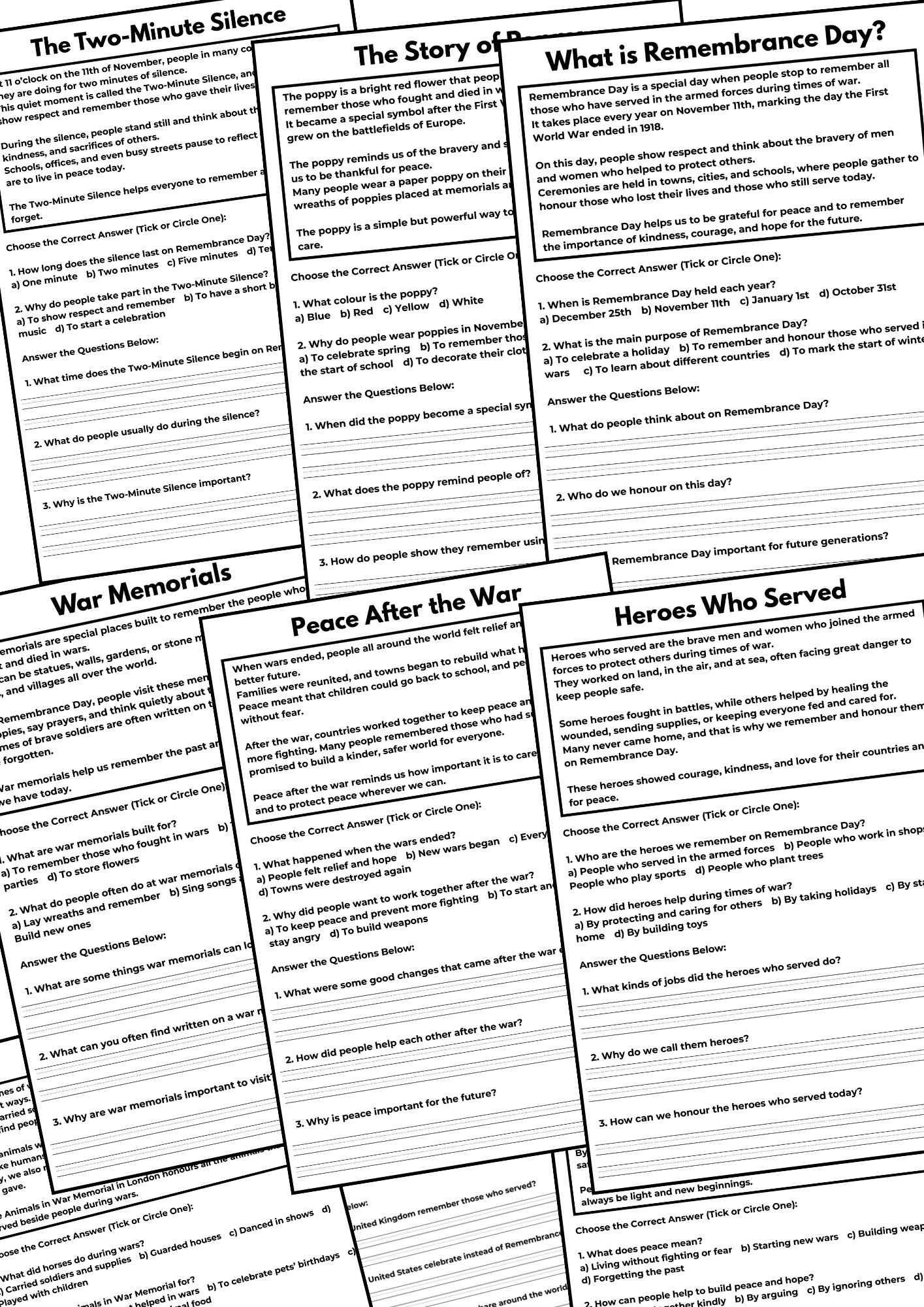 Remembrance Day Reading Comprehension KS1–KS2 | Literacy Worksheets ...