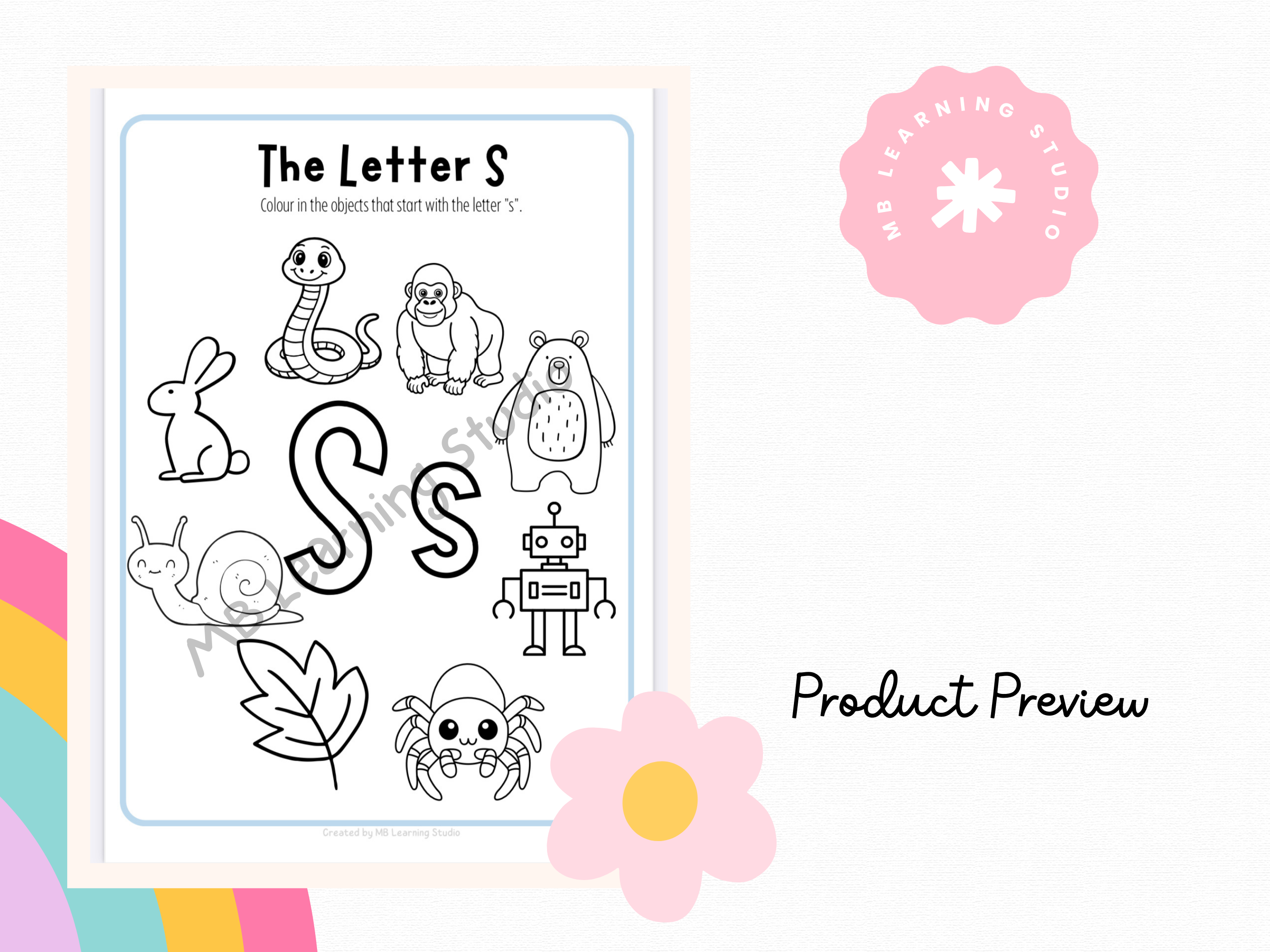 Initial Sound Colouring Sheets – Phase 2 Phonics (s, a, t, p, i, n ...