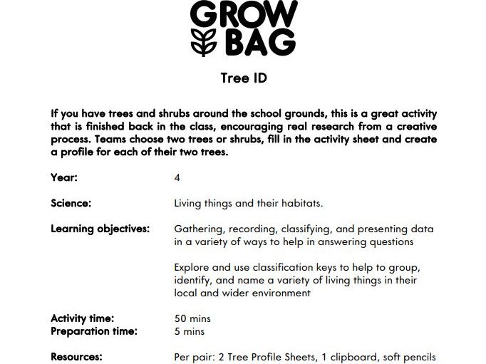 Tree ID lesson plan and worksheet | Teaching Resources
