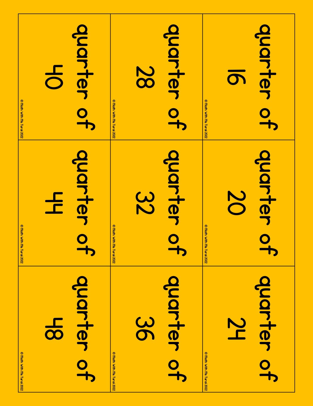 Multiplication And Division Fact Fluency Mini Bingo 4 Facts