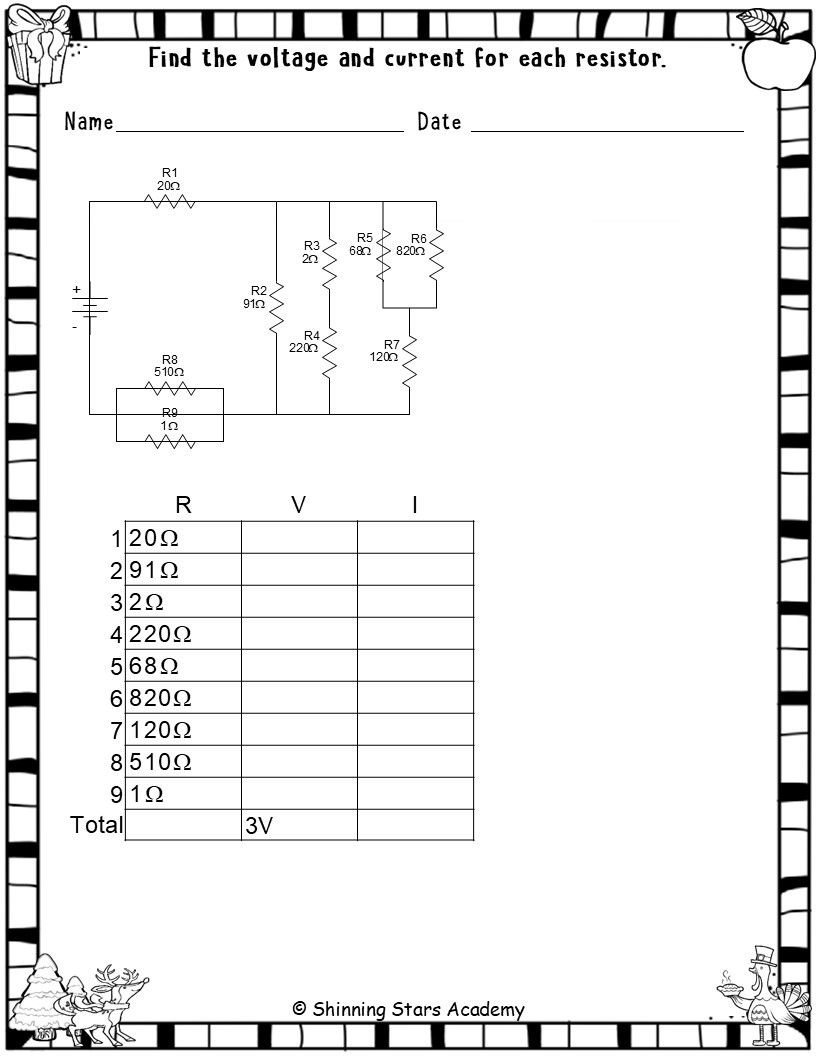 Ohm’s Law – 9 Resistors (Series / Parallel) (Find Voltage (V) and ...